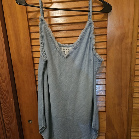 cloth & stone | Tops | Cloth Stone Light Blue Frayed Tank Top | Poshmark